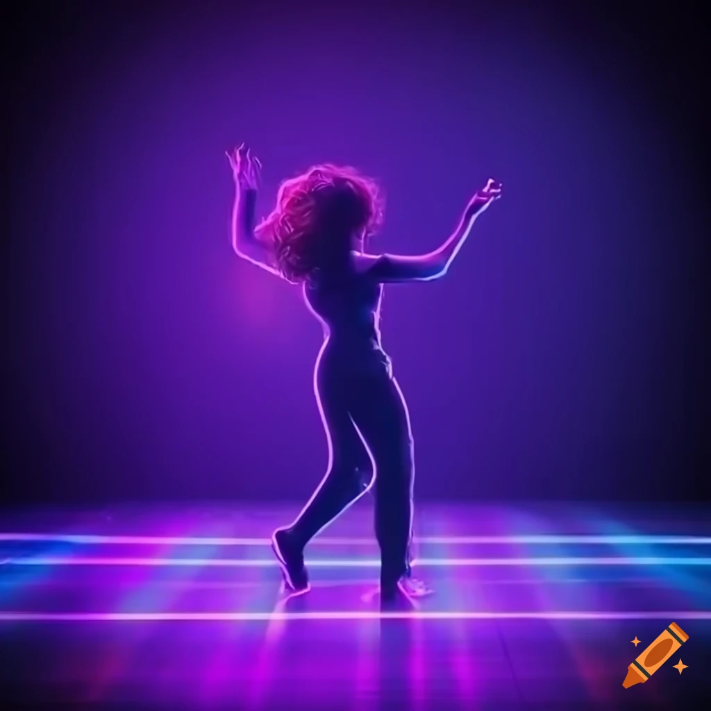 80s disco dance floor with neon outline and extreme lighting on Craiyon