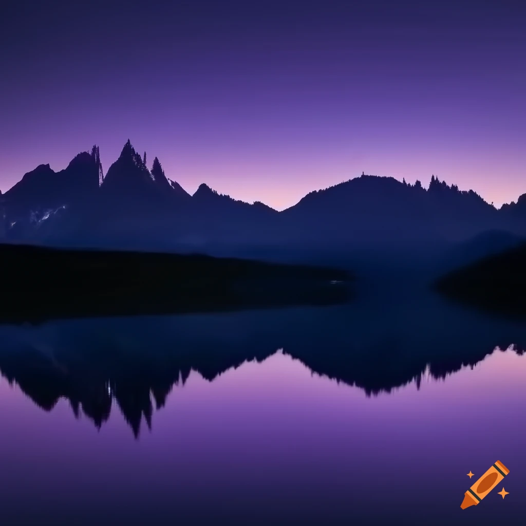 Scenic night view of mountains and lake in natural environment on Craiyon