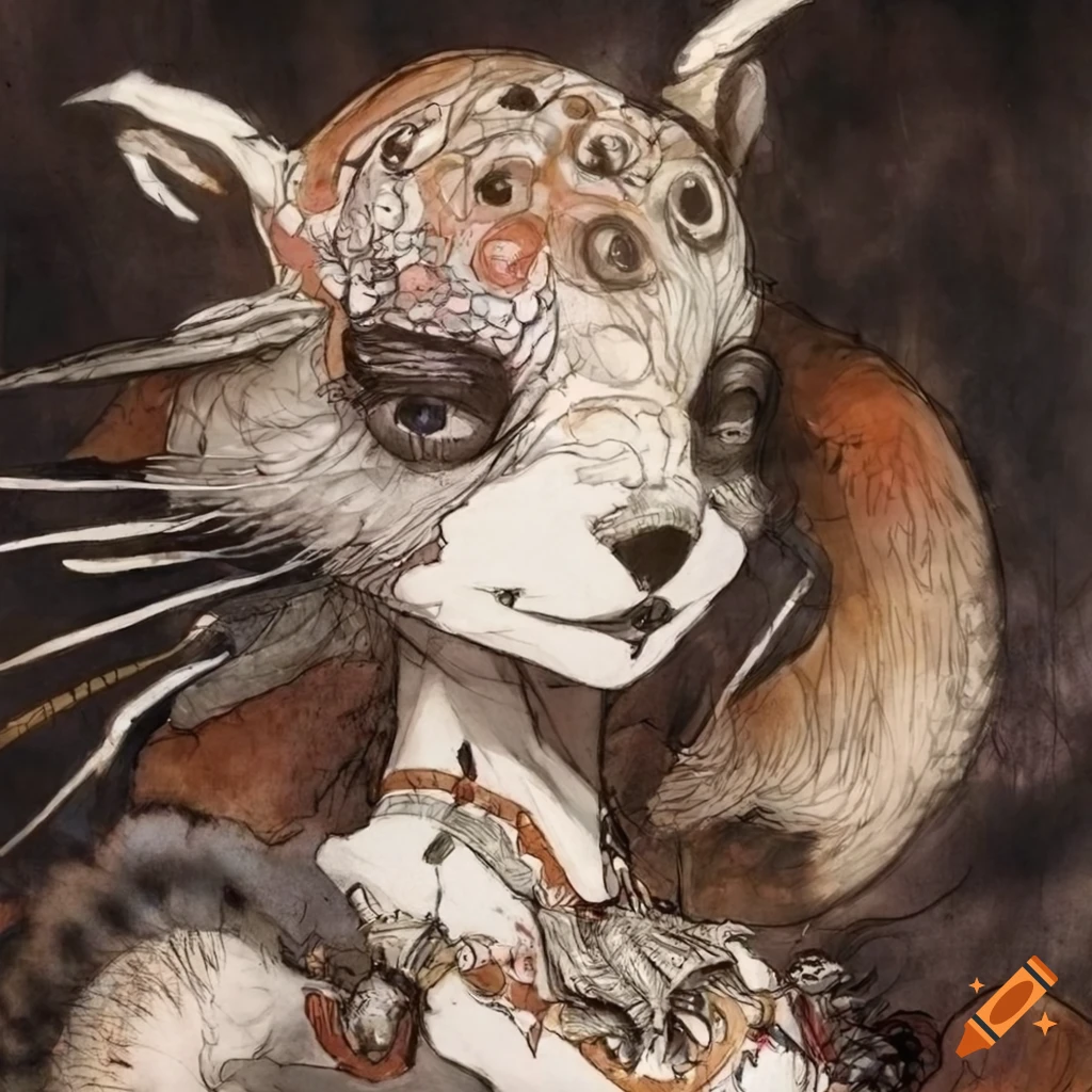 Anthro squirrel warrior in intricate final fantasy concept art by ...