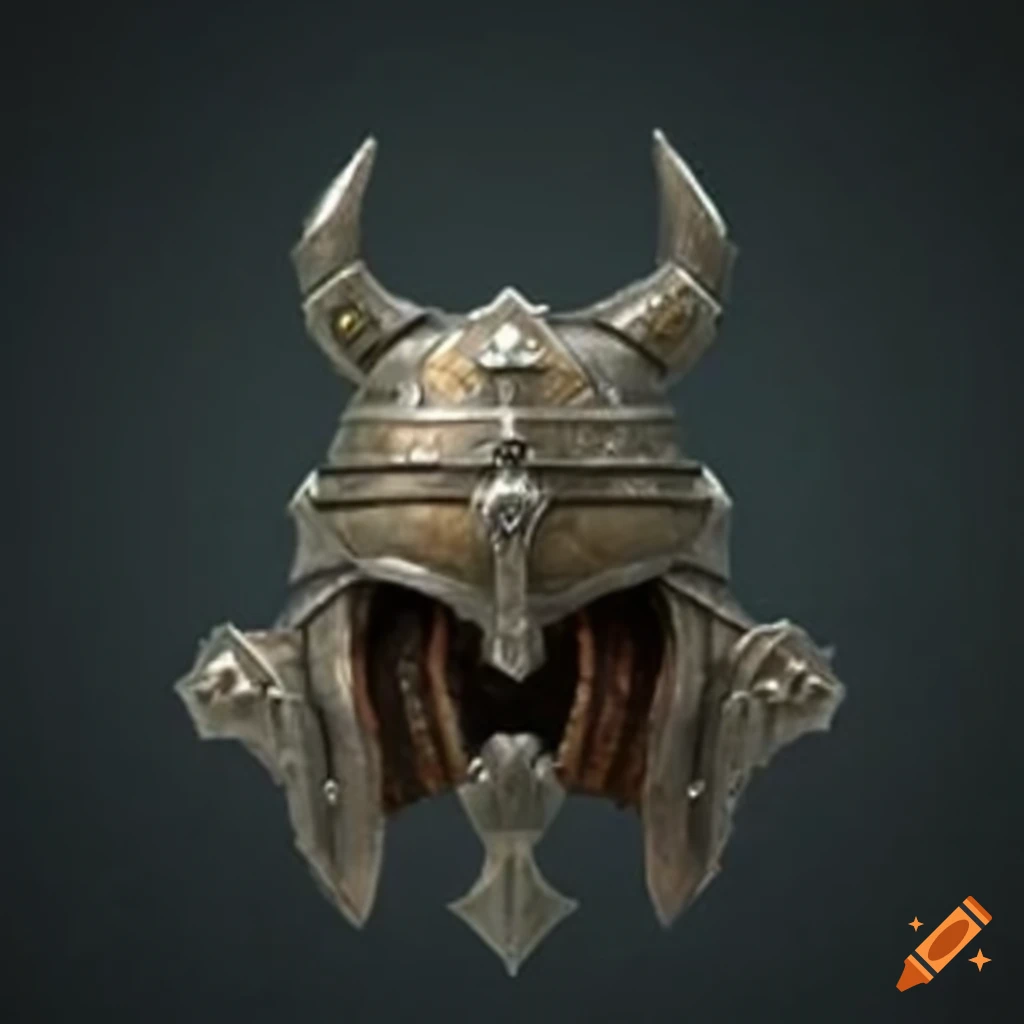 Front view of an elite dwarven fantasy cursed helmet on Craiyon