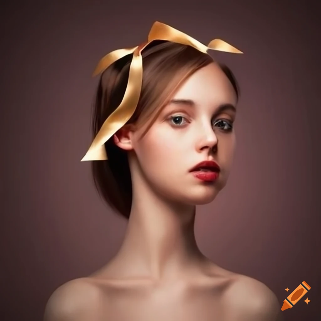 Young woman with a ribbon in her hair on Craiyon
