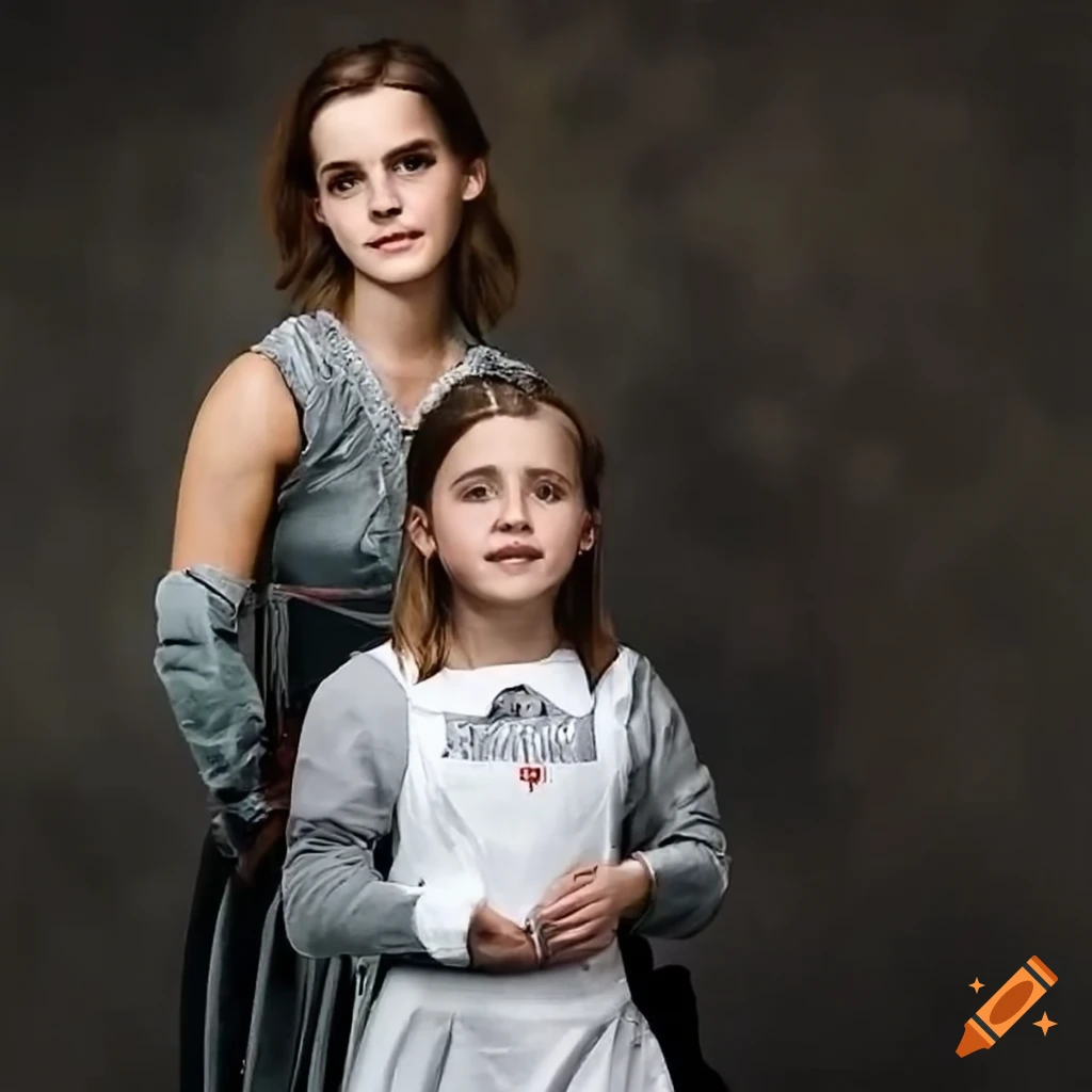 Portrait of a young maid and a happy princess posing together on Craiyon