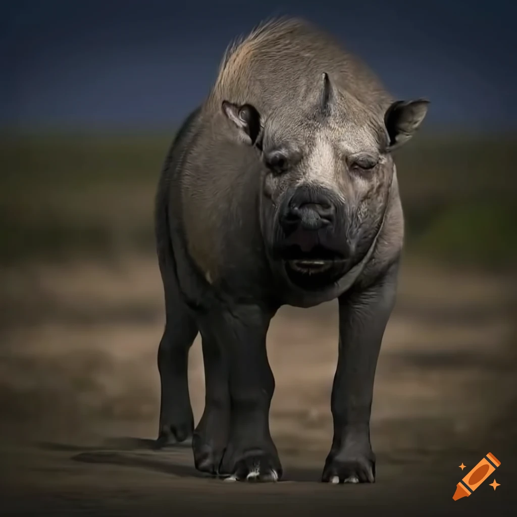 Illustration of entelodon, a prehistoric mammal, in a wild asian ...