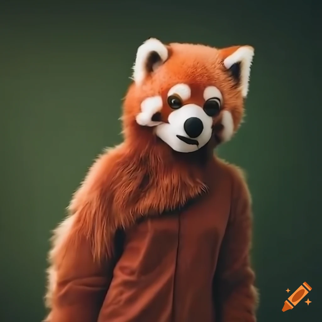 Female teacher in red panda mascot fursuit in a classroom on Craiyon