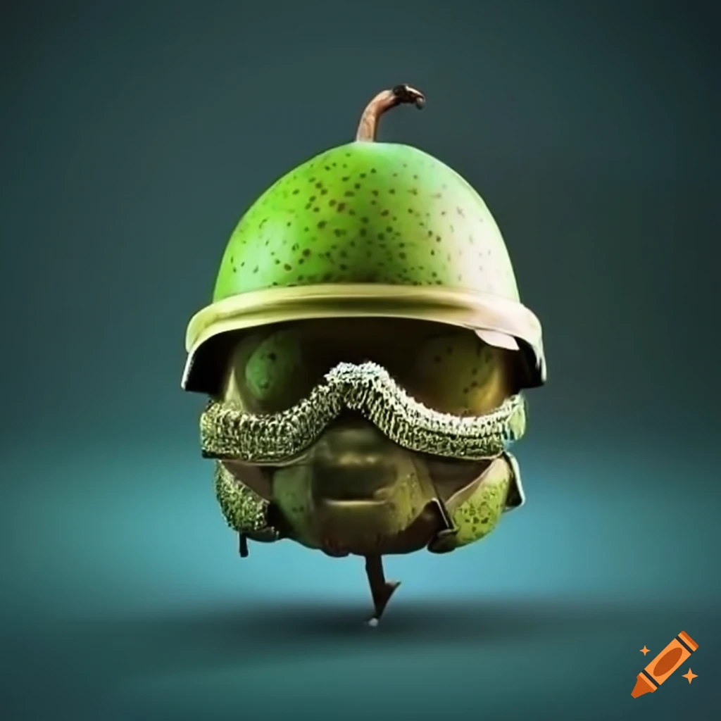 Pear with army helmet on Craiyon