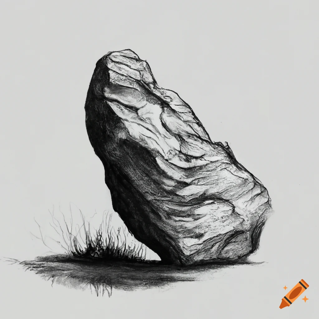 Outline of a boulder, minimalist and detailed on Craiyon