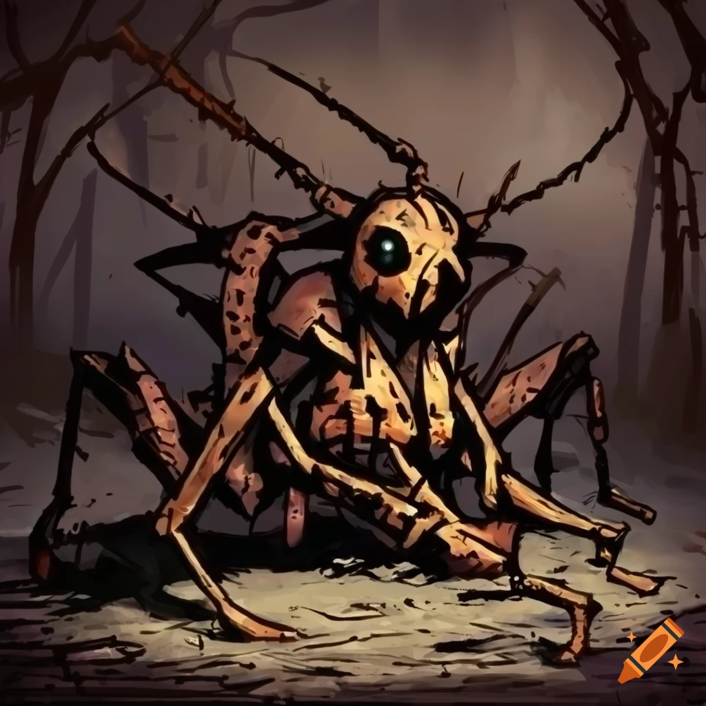 Illustration of a multi-legged insect in a dark fantasy setting on Craiyon