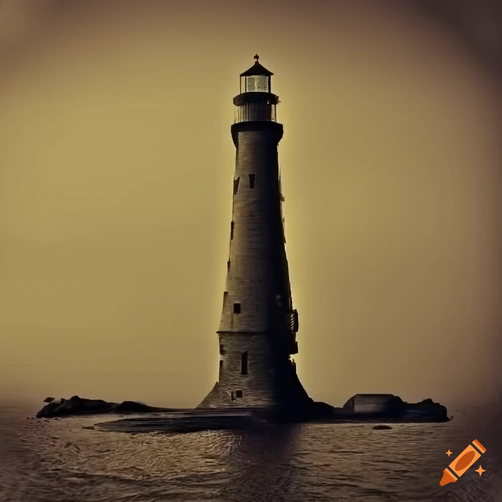Smooth sci fi lighthouse in sepia tones on Craiyon
