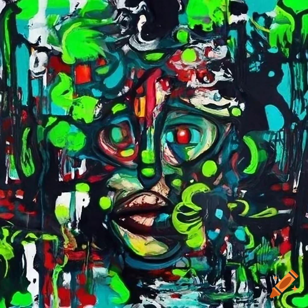 Abstract black and green jackson pollock style painting on Craiyon