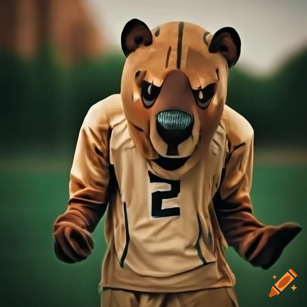 Fossa mascot costume in sports jersey at school sports field on Craiyon