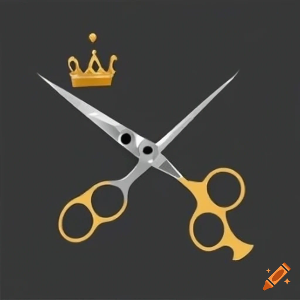 Scissors and crown on a dark background on Craiyon