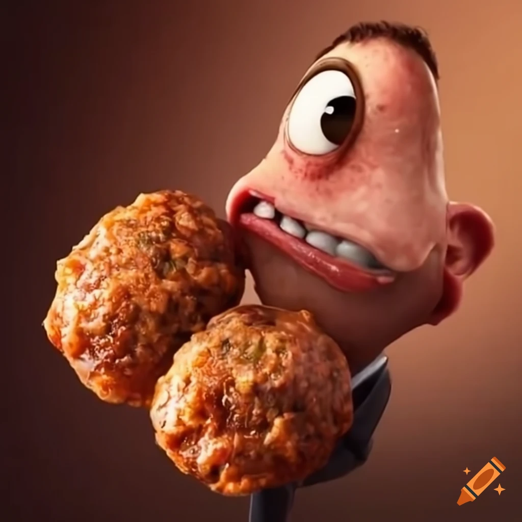 Guy holding swedish meatballs on Craiyon
