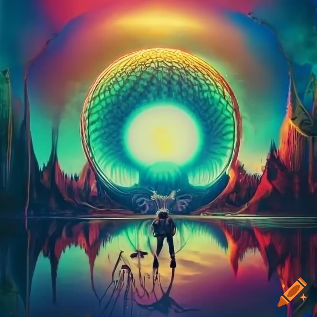 Goa trance music album cover in hieronymus bosch style on Craiyon