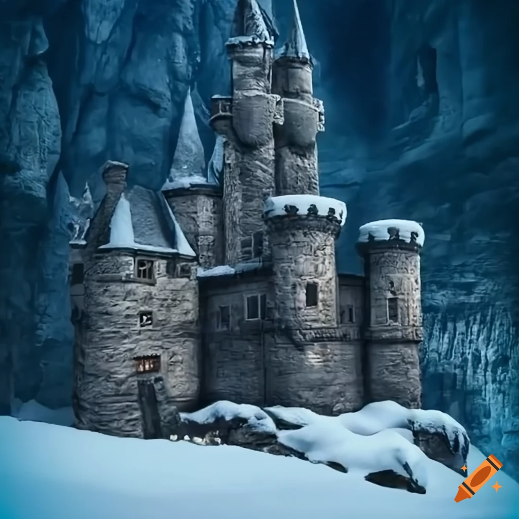 Polished stone castle with large tower and small door on Craiyon