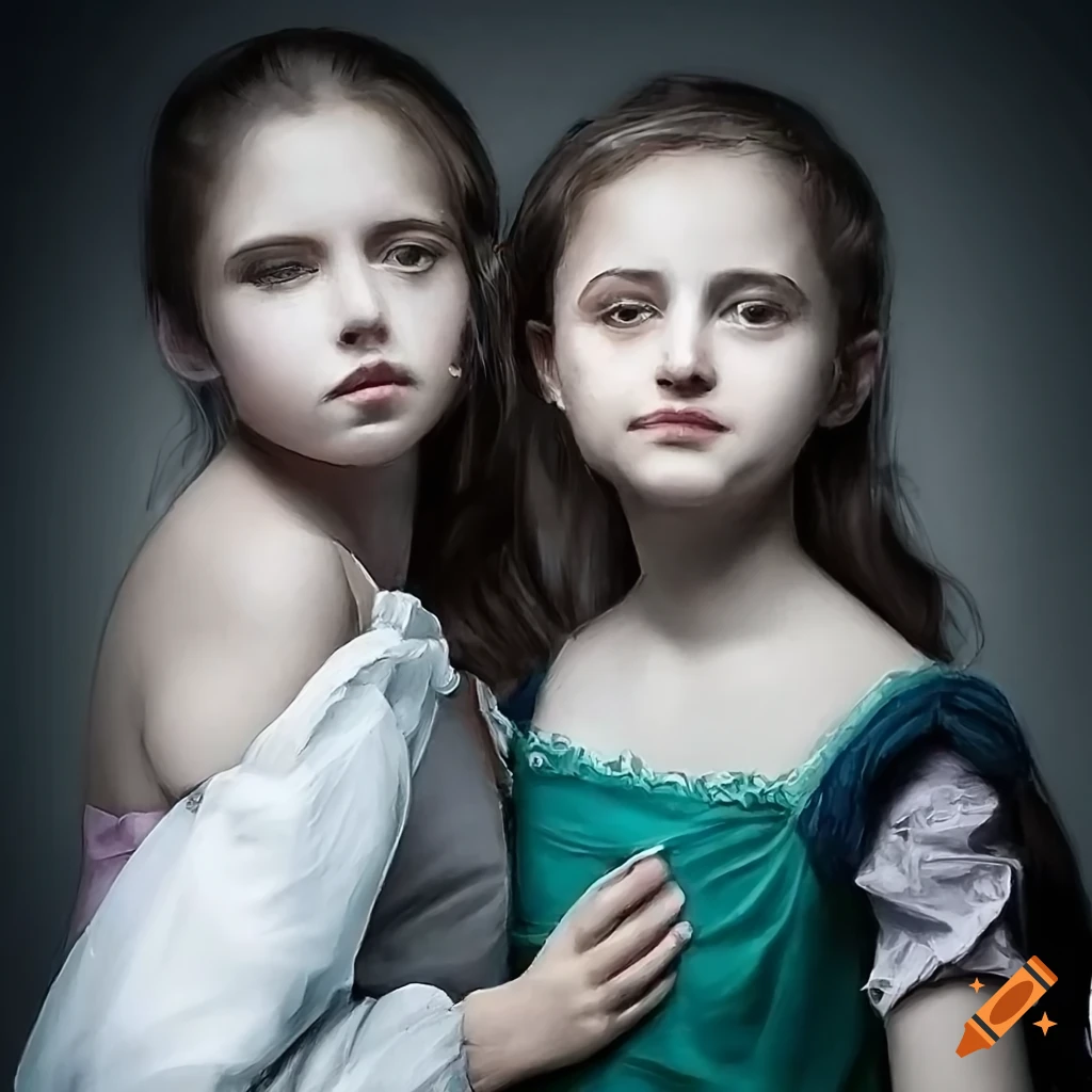 Contemporary portrait of a maid and a princess posing together on Craiyon