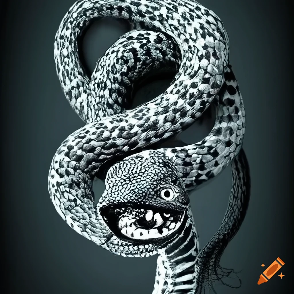 Creative dotwork design featuring a snake on Craiyon