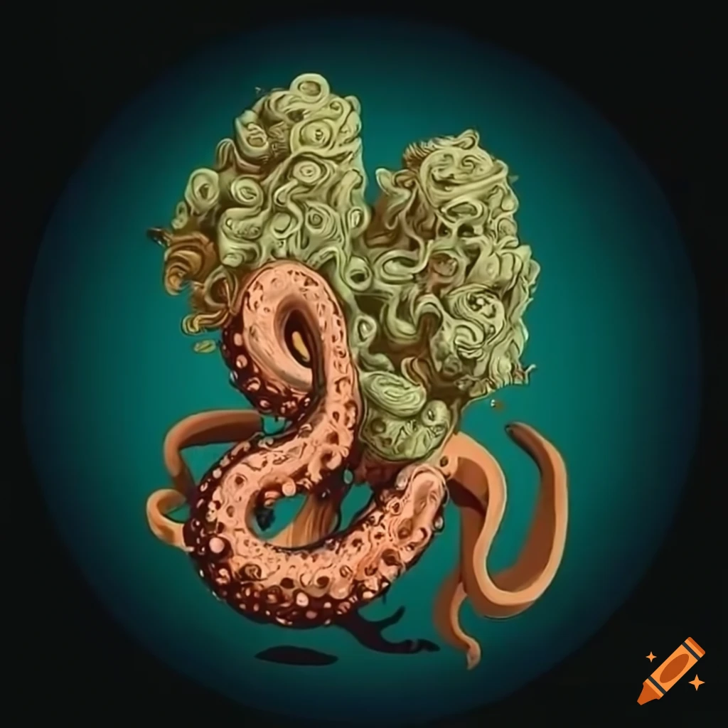 Octopus tentacles wrapping around a weed nug on Craiyon