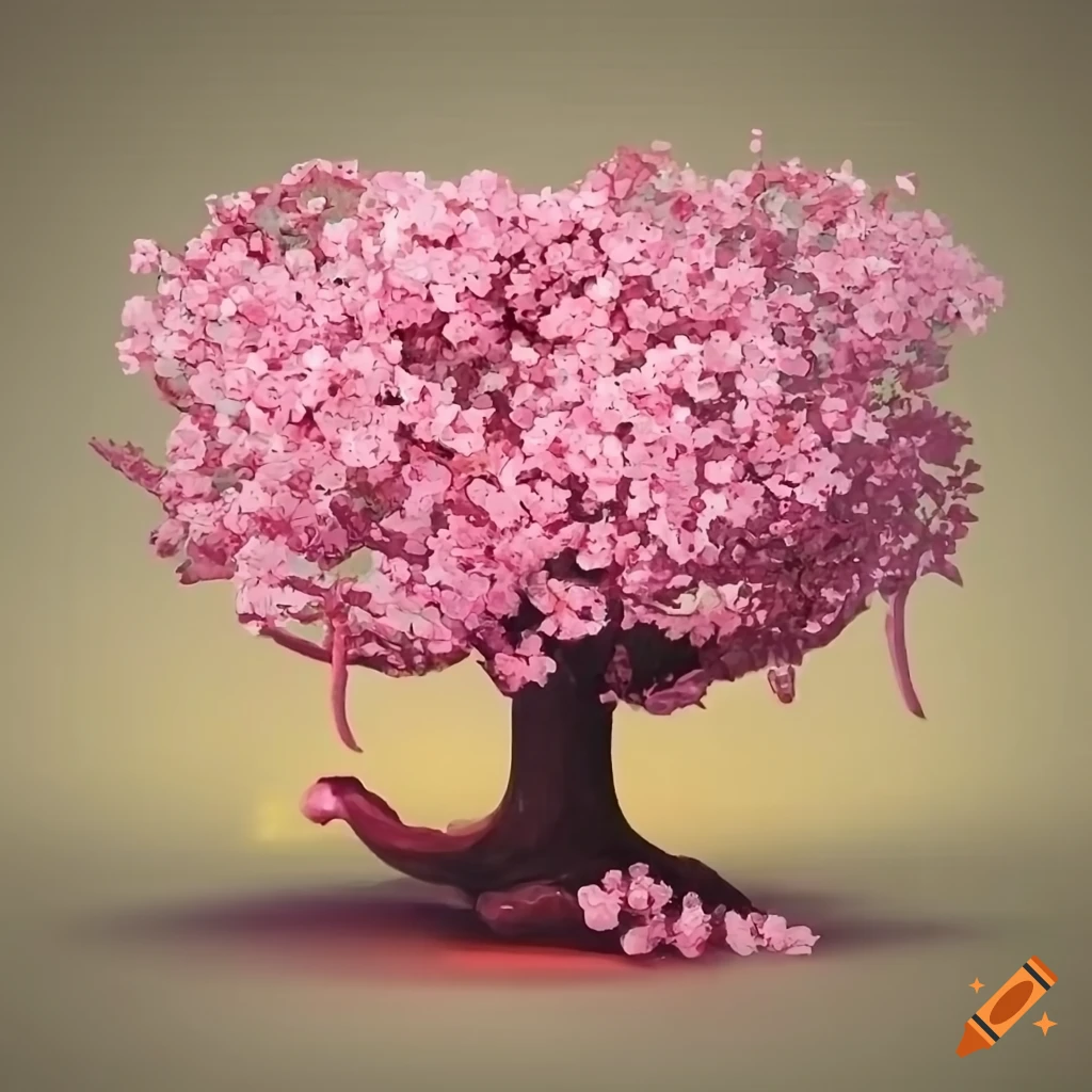 Cherry blossom tree in a board game illustration on Craiyon