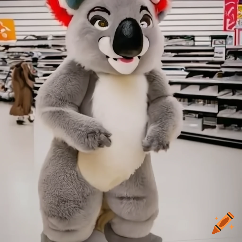 Female employee in full body koala mascot fursuit at Kmart on Craiyon