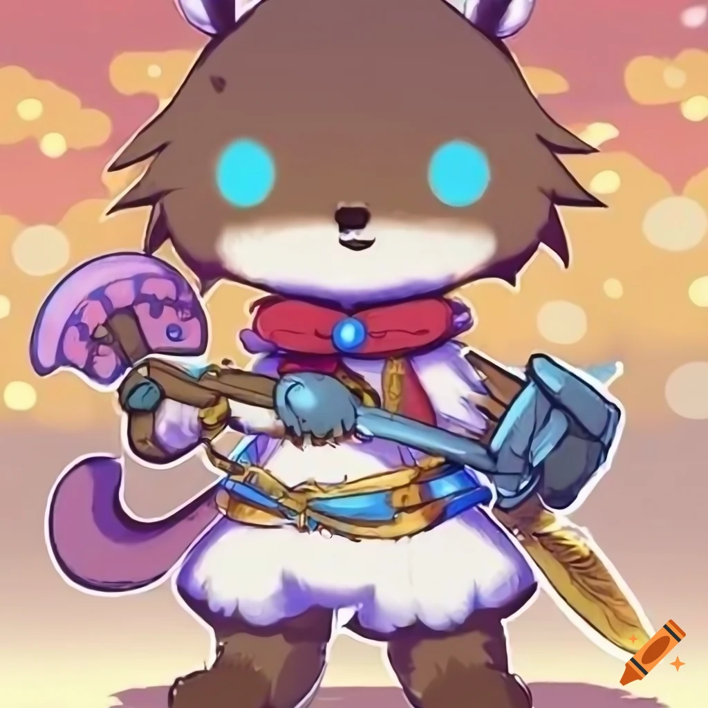 Anthropomorphic squirrel warrior in sanrio artwork on Craiyon