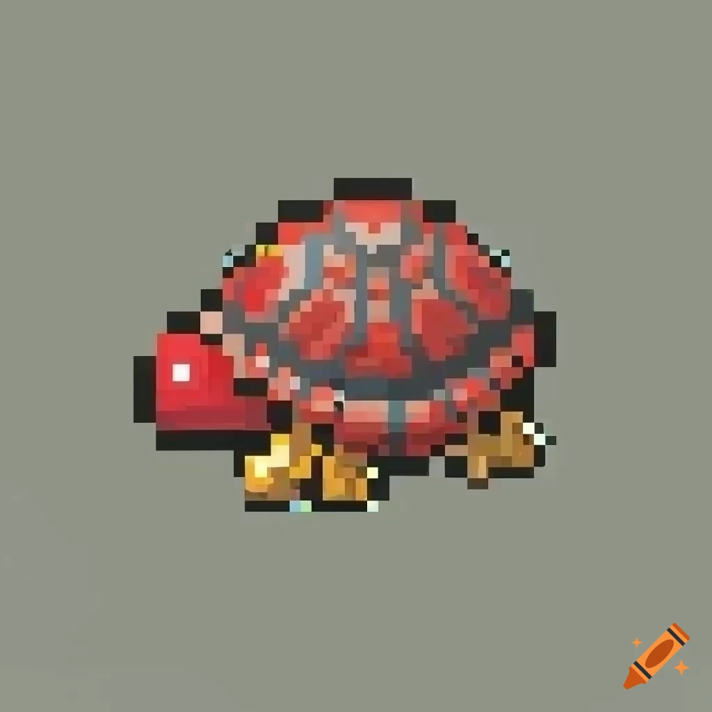Pixel art red turtle shell from nintendo on Craiyon