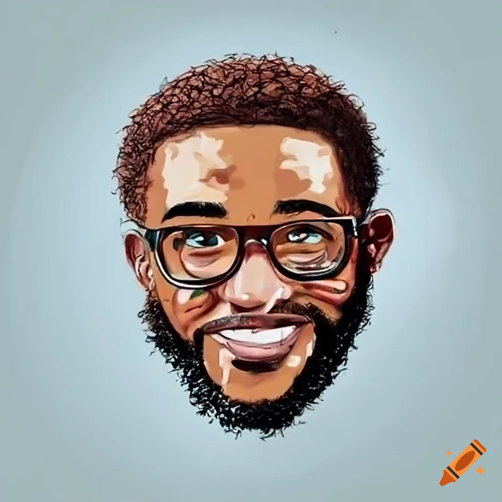 Happy black man with glasses and beard looking suave on Craiyon