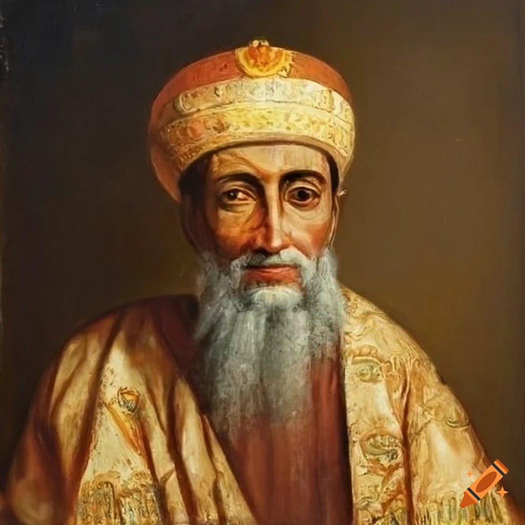 Oil portrait of King Ismail in egyptian religious attire on Craiyon