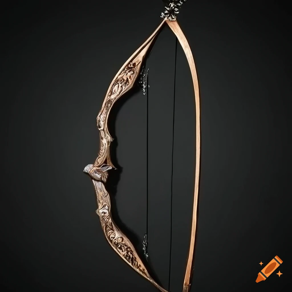 Moonshadow Longbow crafted from polished oak wood on Craiyon