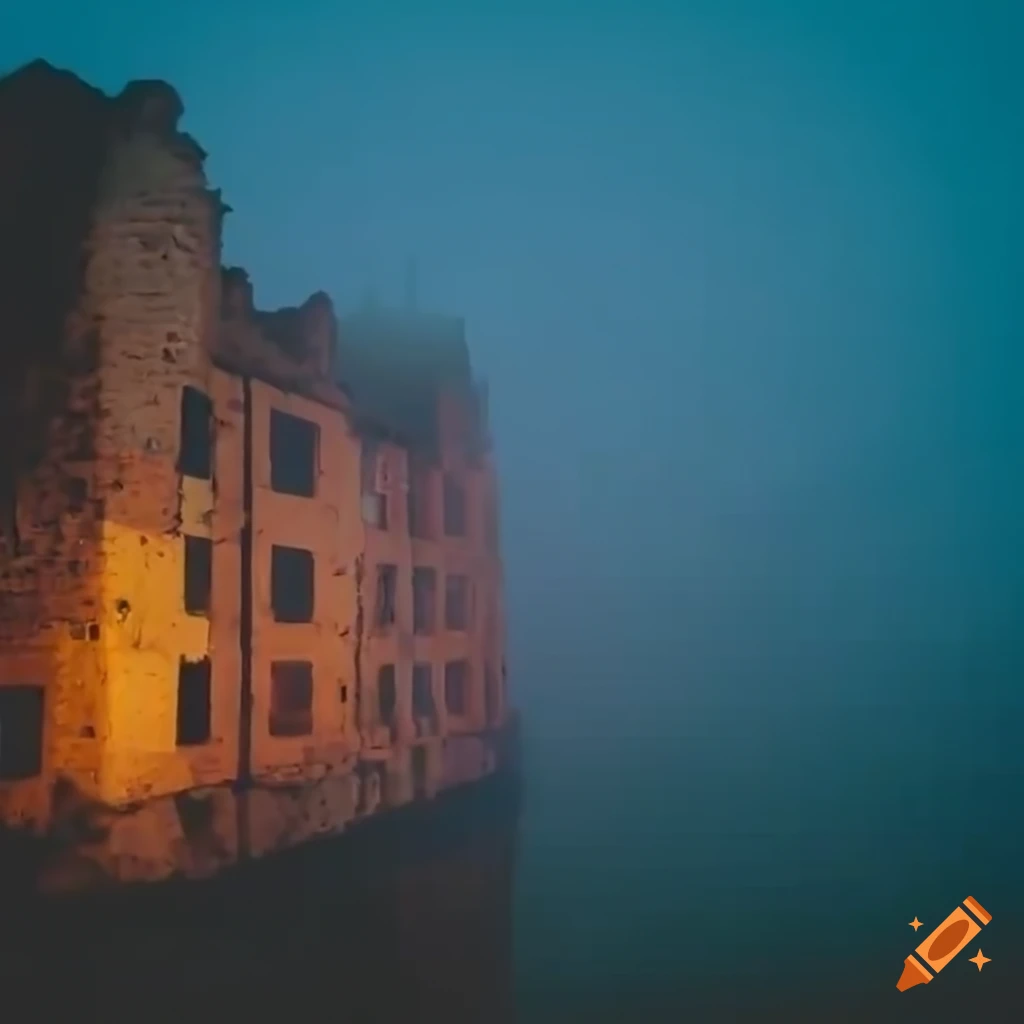 Extreme close-up of crumbling bricks with abandoned buildings sinking ...