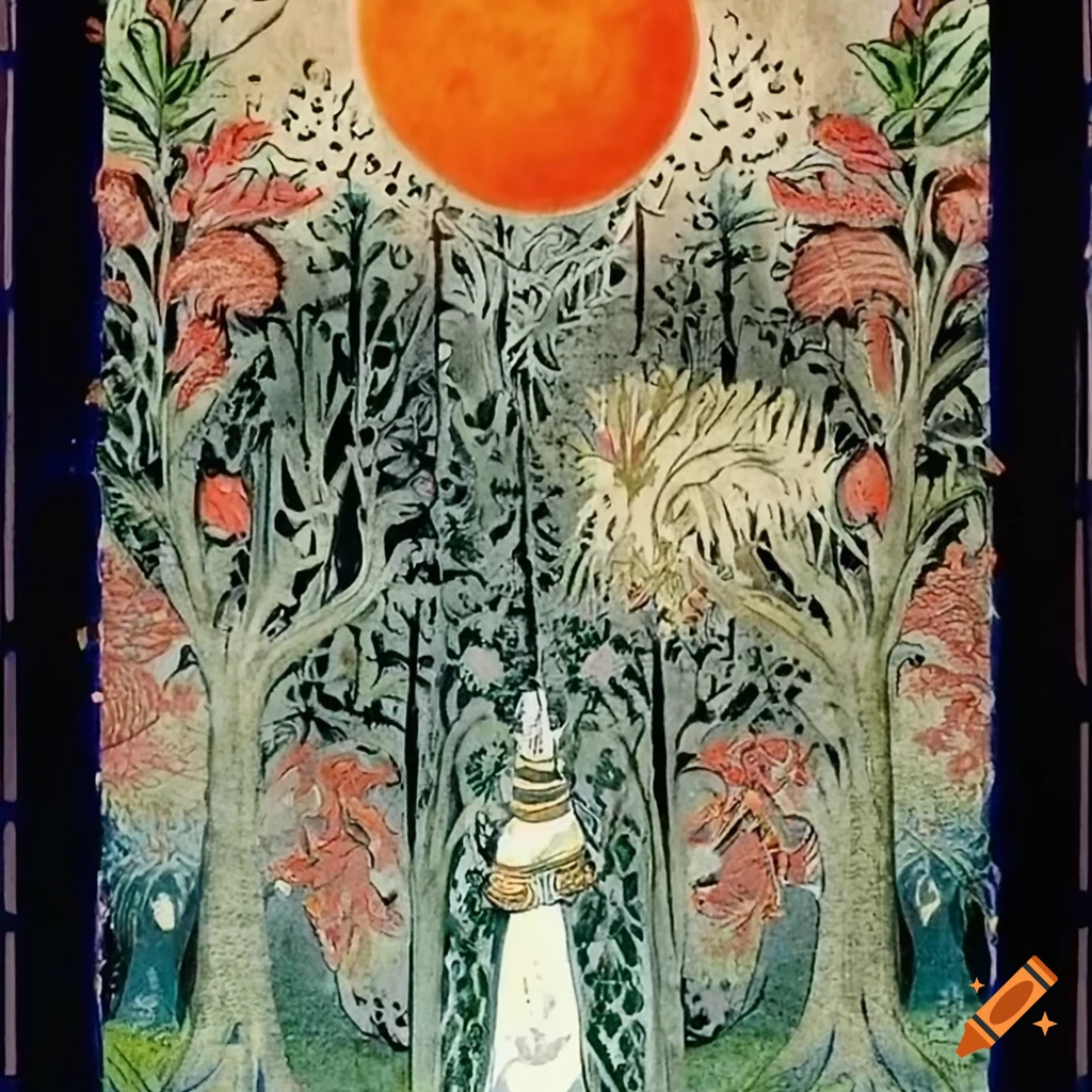 Russian folk tale storybook illustration of a Curandera in a colorful ...