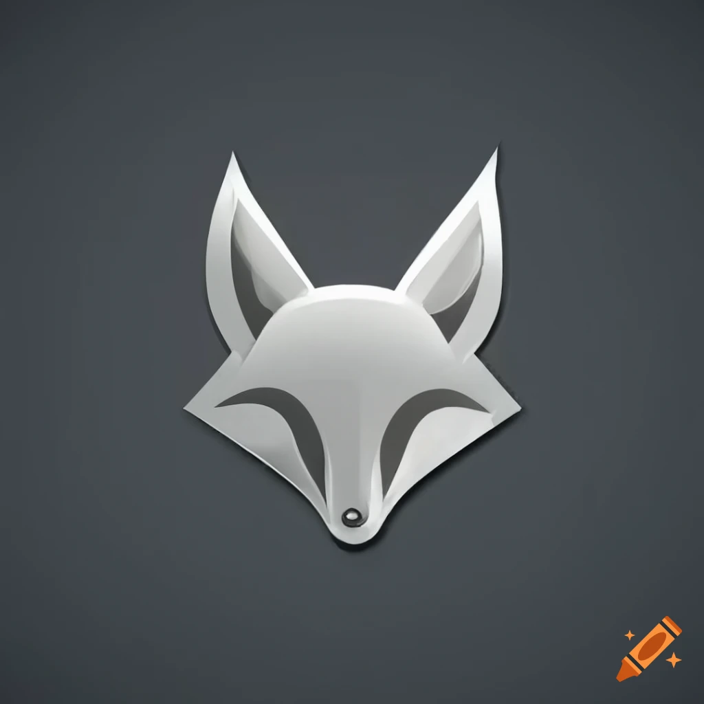 Monochrome silver fox logo in side profile running on Craiyon