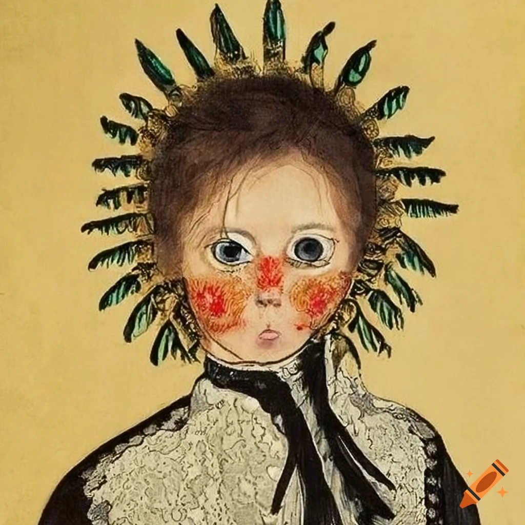 Girl wearing spiked and teeth patterned shirt in Paris, a Hugo Simberg ...