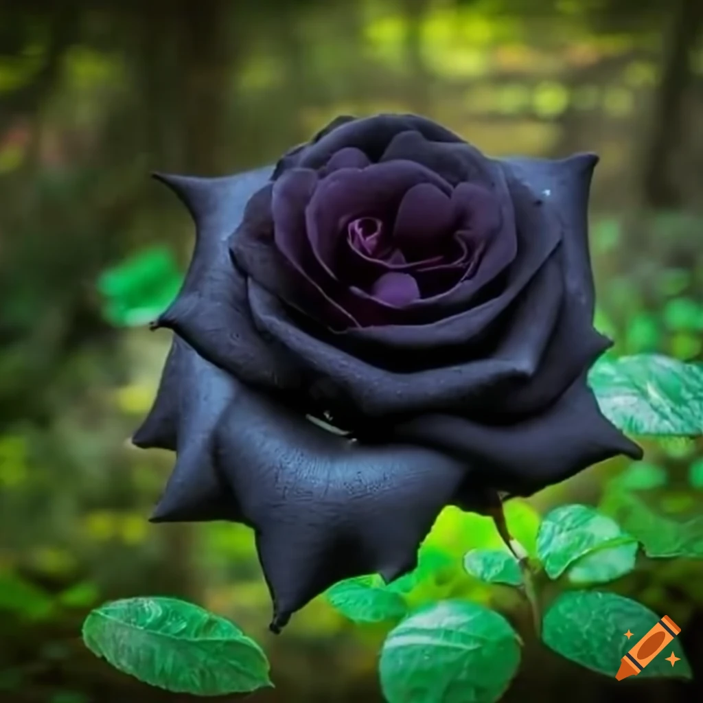 Black rose garden near a waterfall on Craiyon