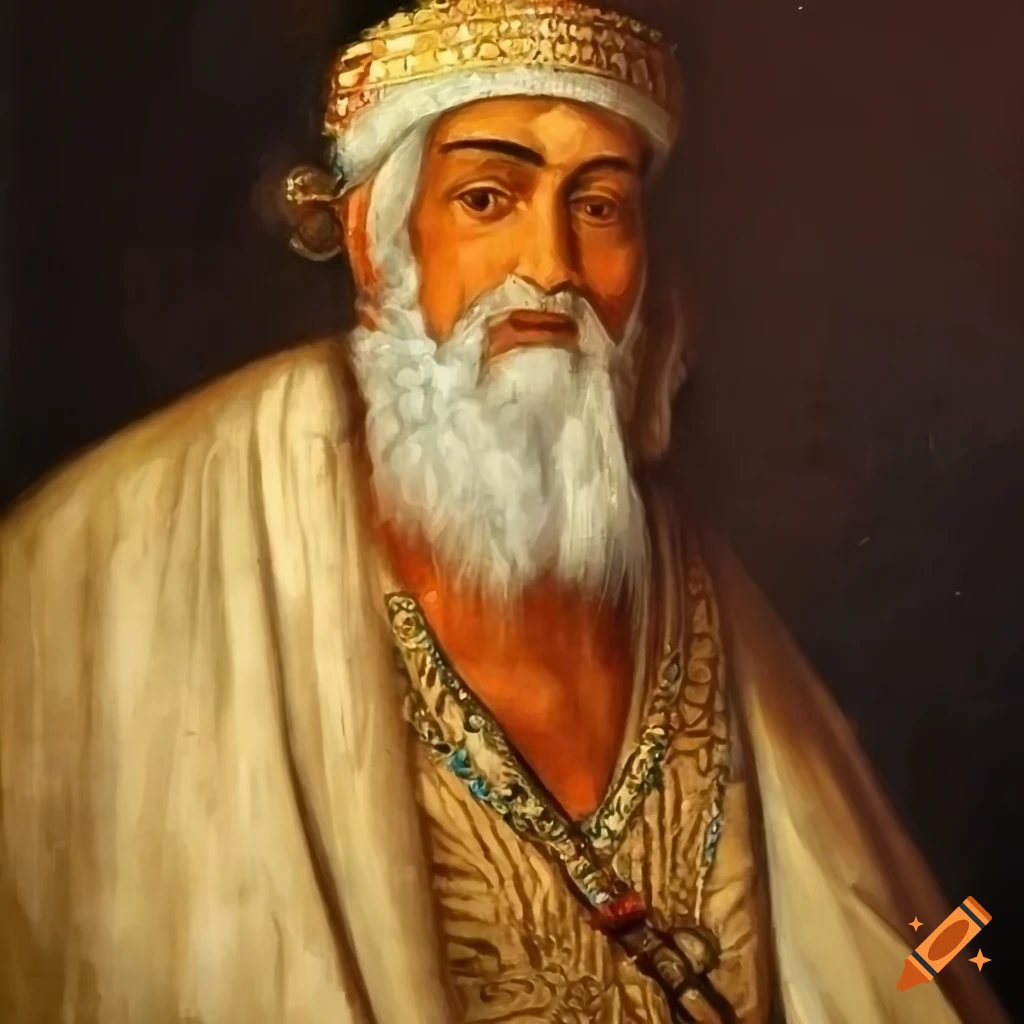 Oil portrait of King Abu-Bakr in royal Egyptian attire on Craiyon