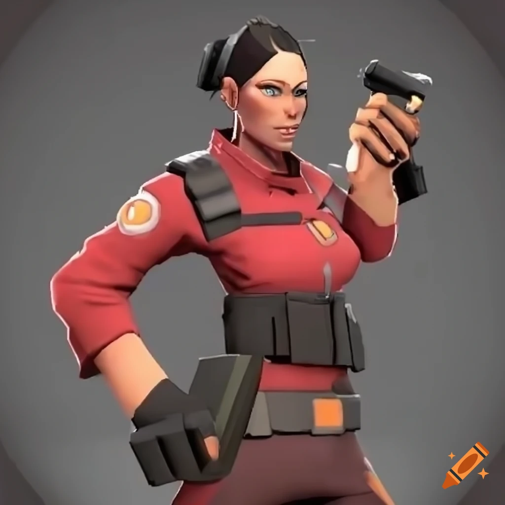 New female tf2 character with blueprints under her arm in full body ...