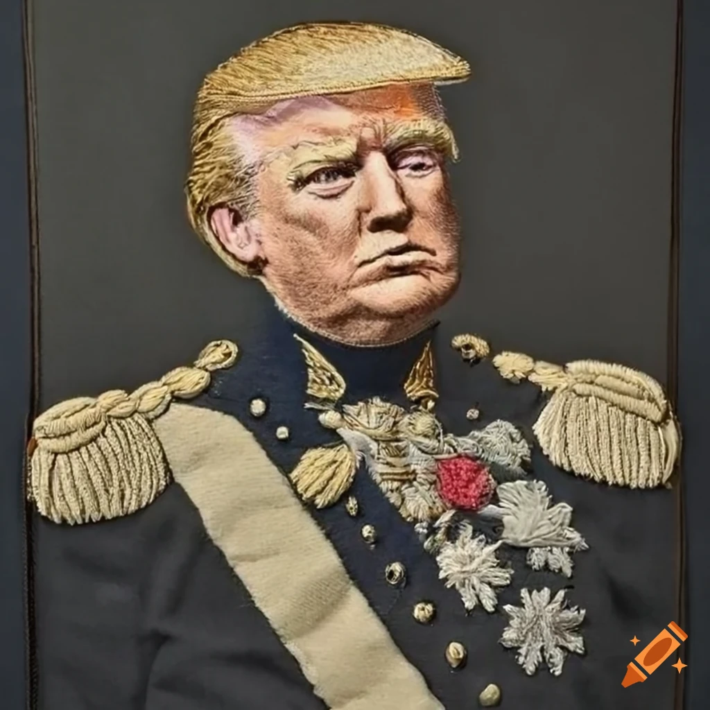 Vintage embroidery portrait of a general on Craiyon