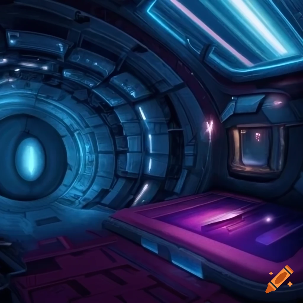 High definition, high detail, sharp magical sci-fi space fantasy room ...