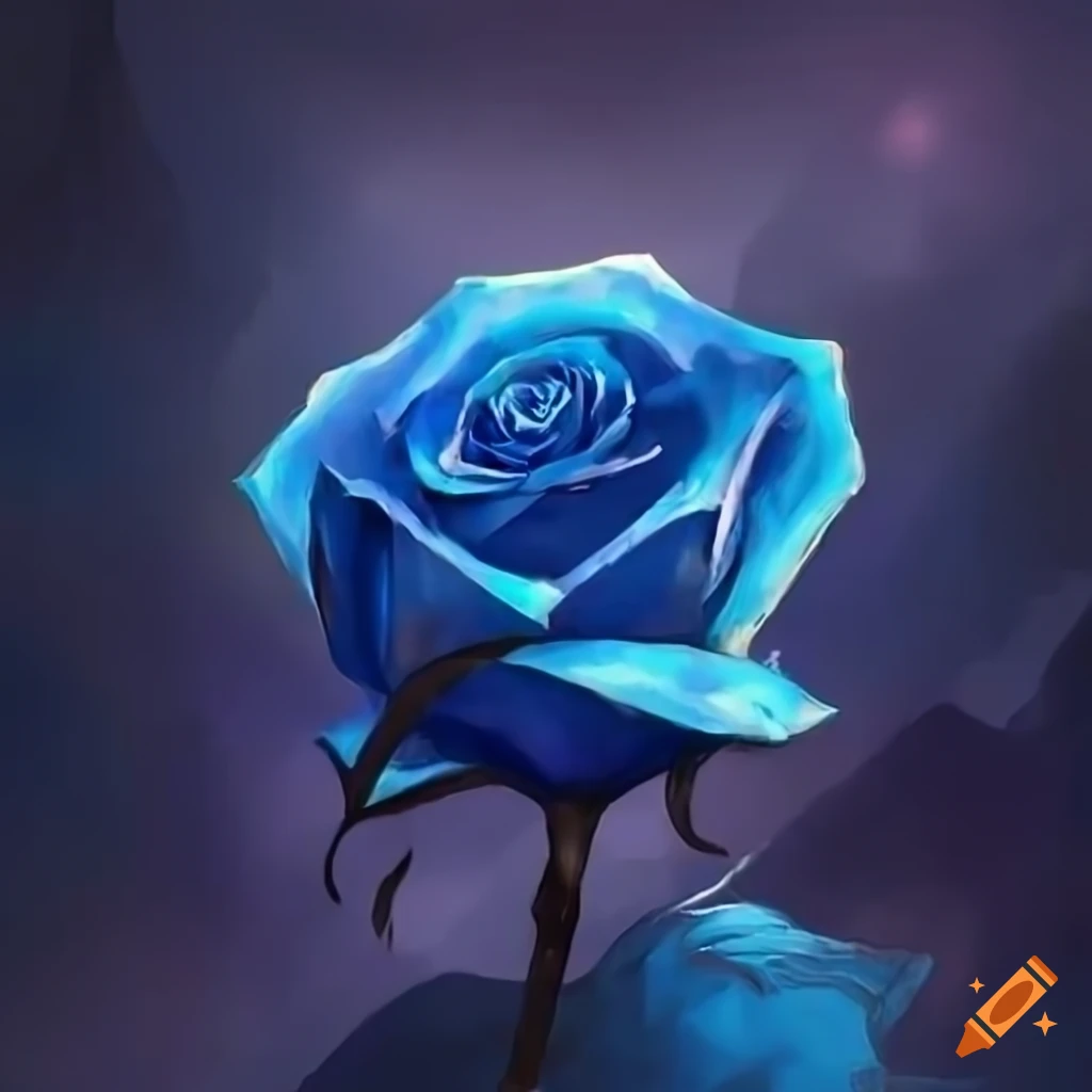 Magical blue rose in a dungeons and dragons setting on Craiyon