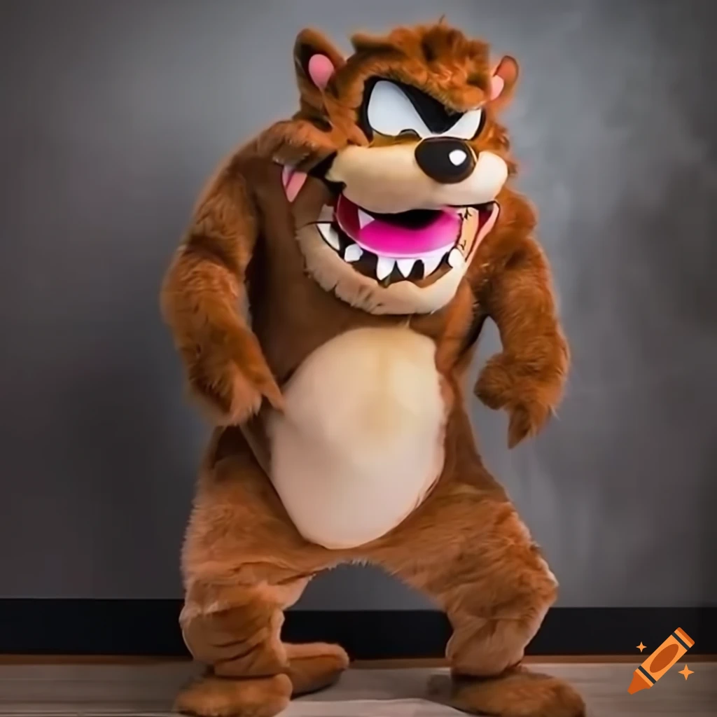 Detailed close up of a female teacher in a Tasmanian devil mascot ...