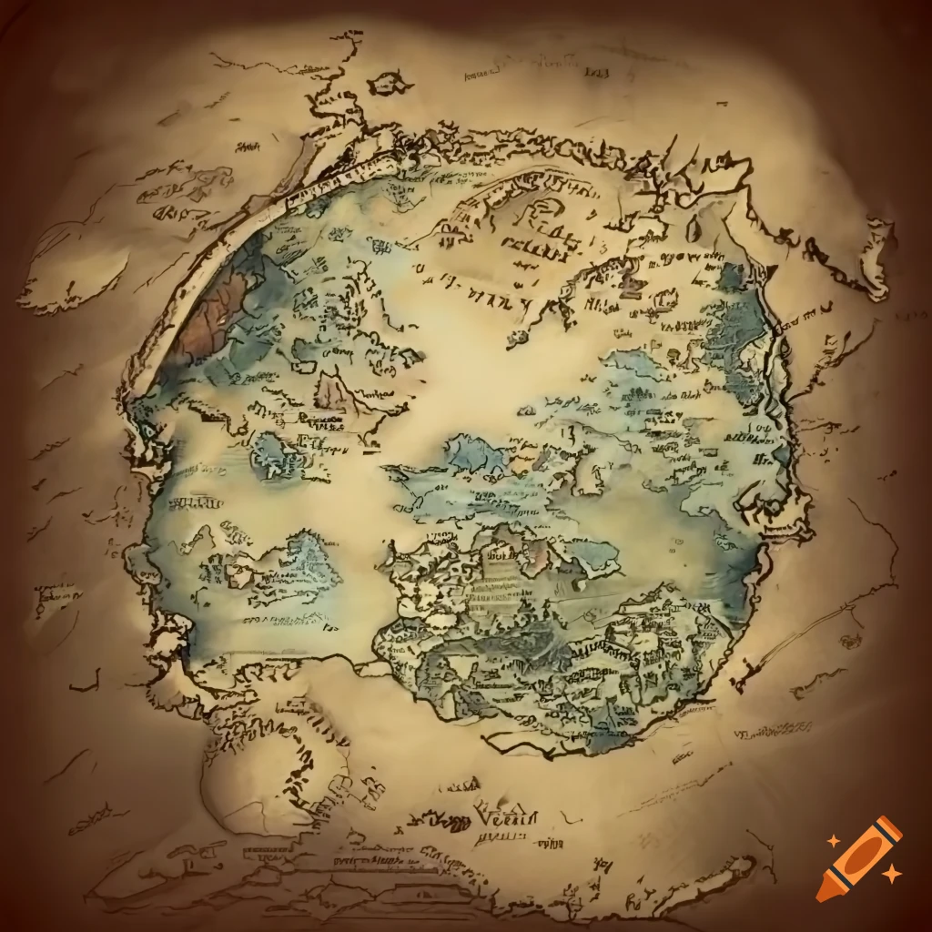 Fantasy world map with borders on Craiyon
