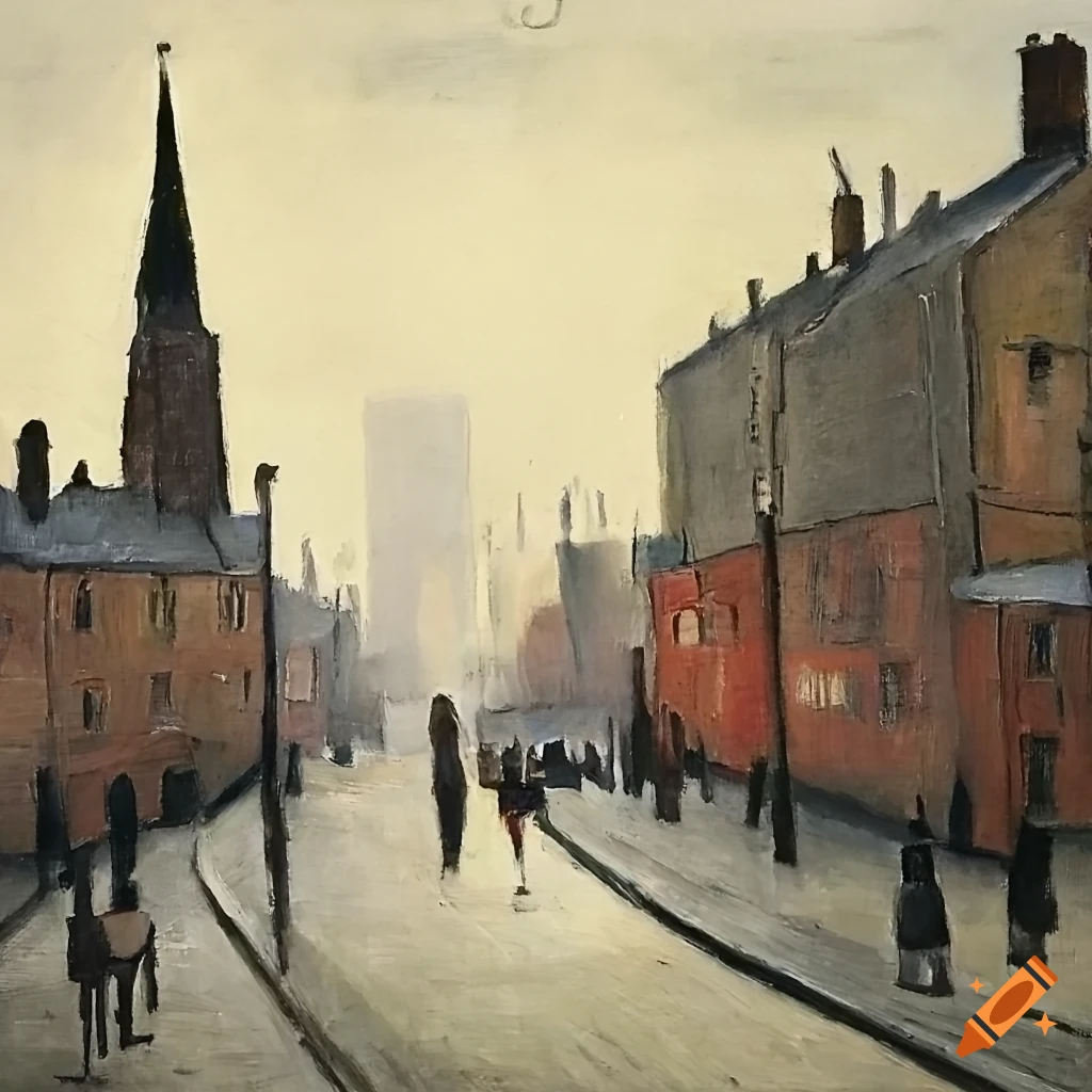 Urban street scene inspired by francis terrace, salford by l. s. lowry ...