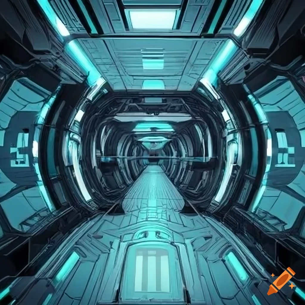 Futuristic science hallway on Craiyon