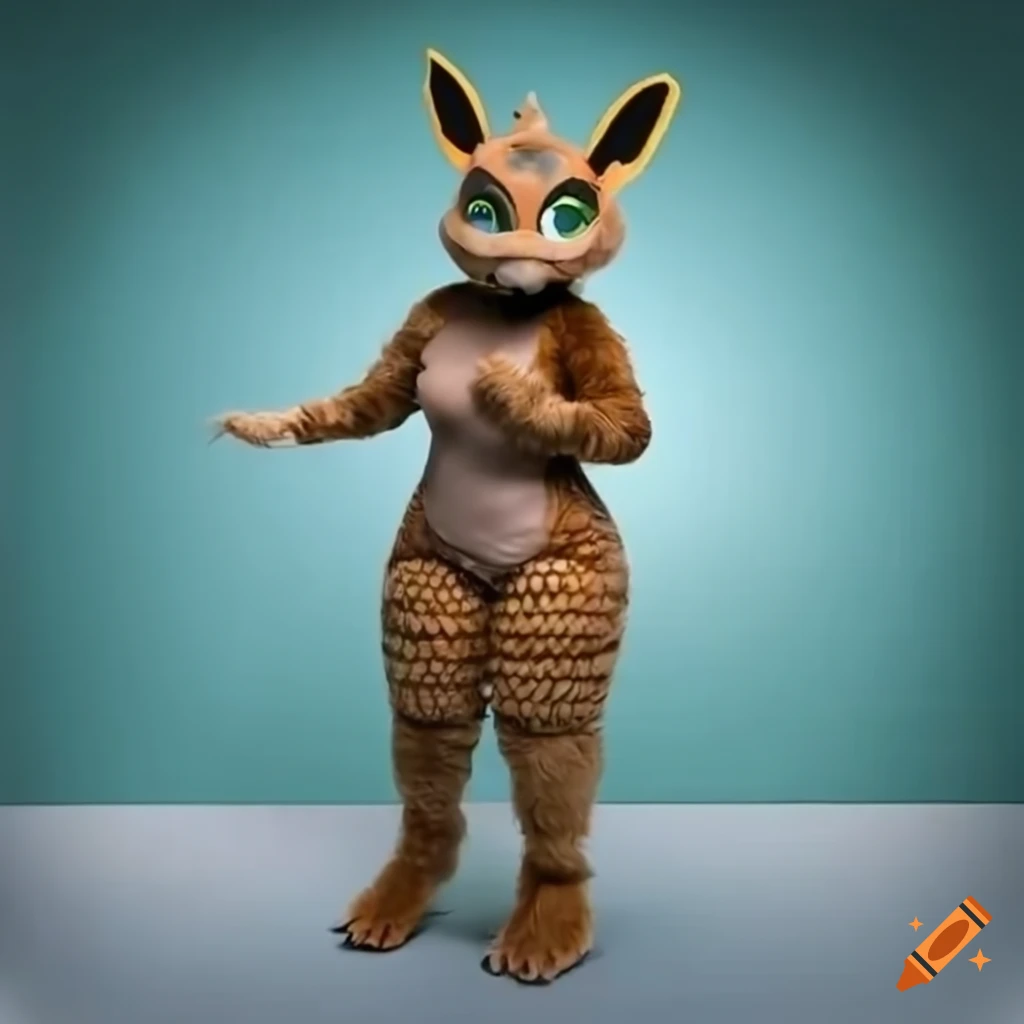 Female teacher in full body armadillo mascot fursuit in classroom on Craiyon