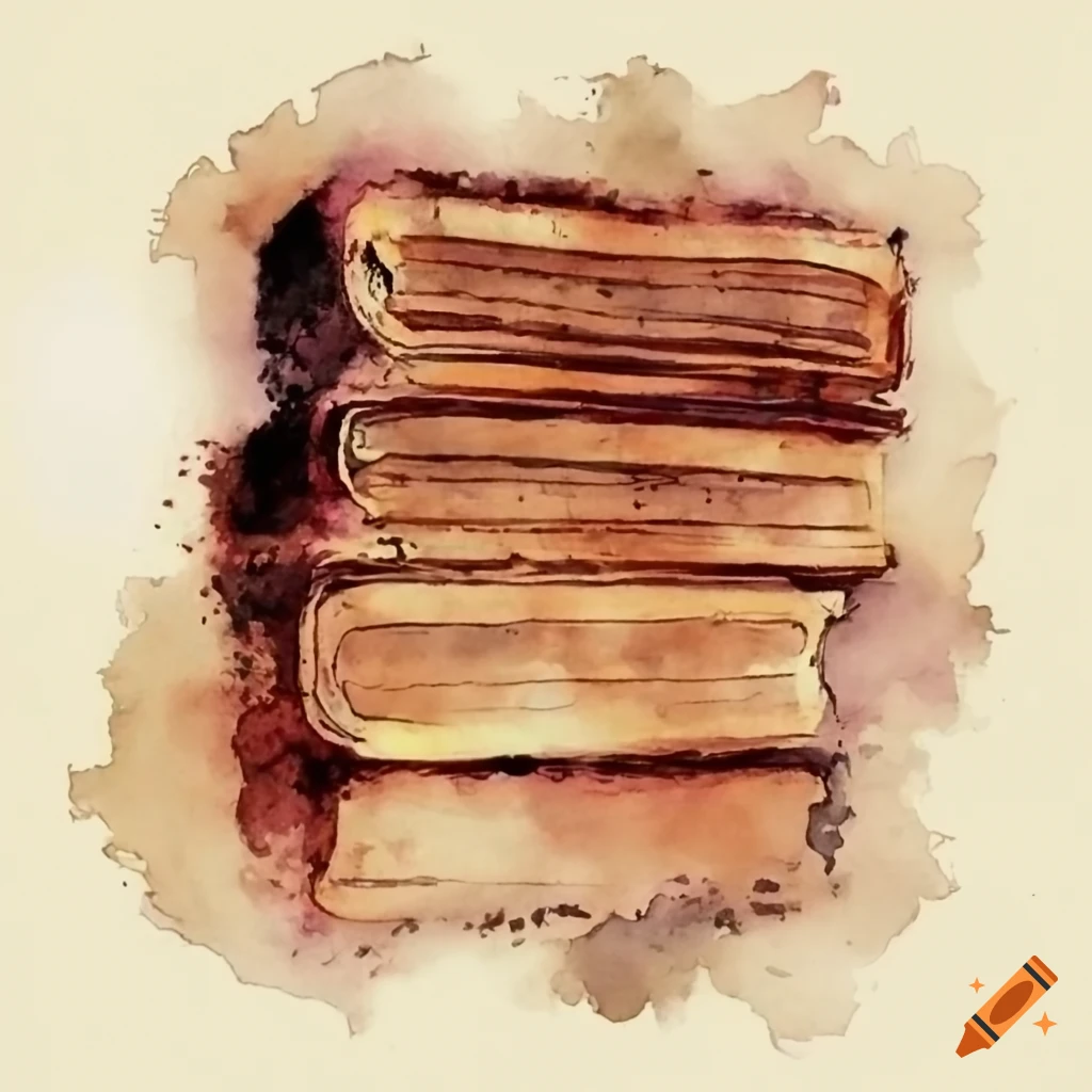 Roman book in sepia tone watercolor on Craiyon