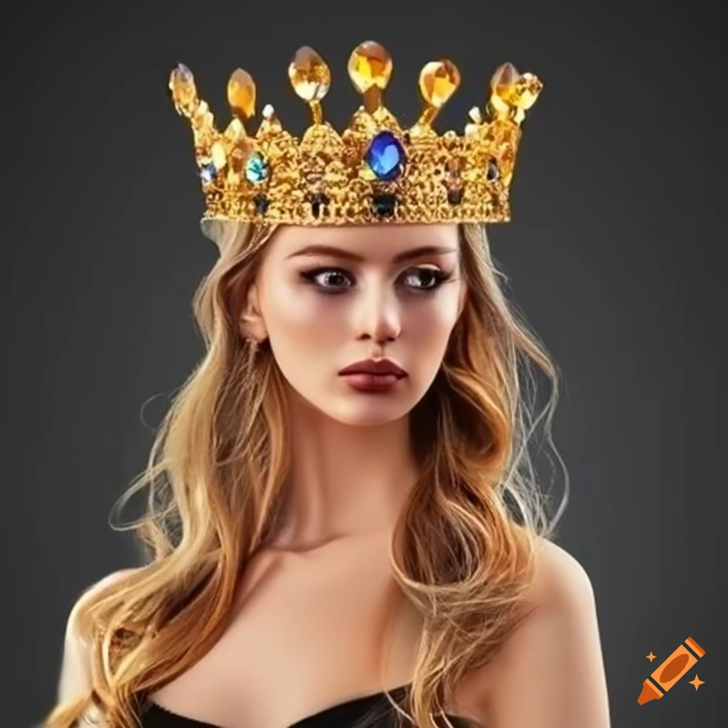 Exquisite bejeweled golden crown on Craiyon