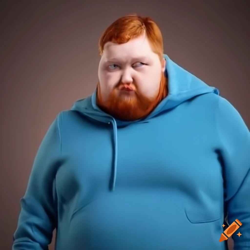 Chubby man in a blue hoodie on Craiyon