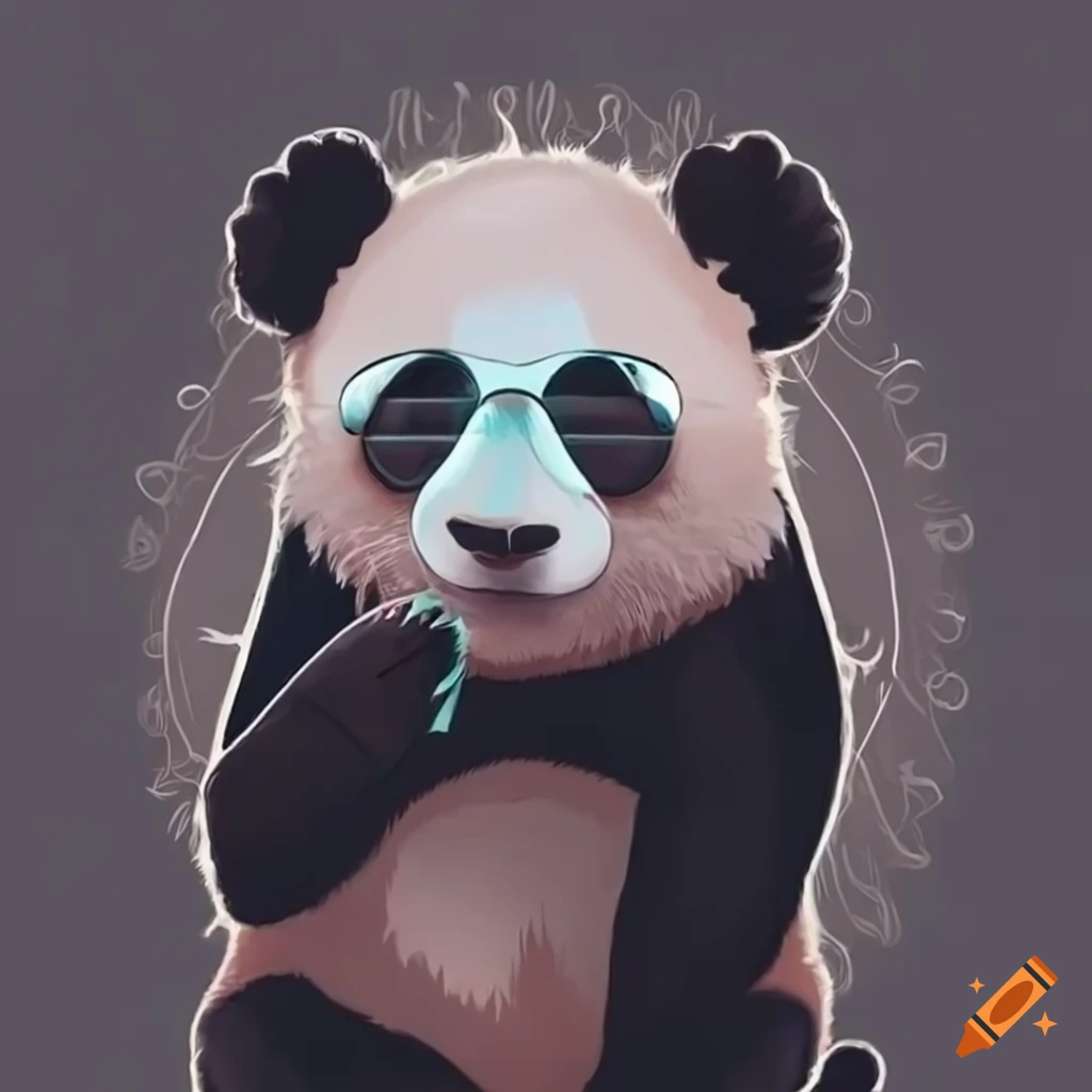 Panda wearing glasses on Craiyon