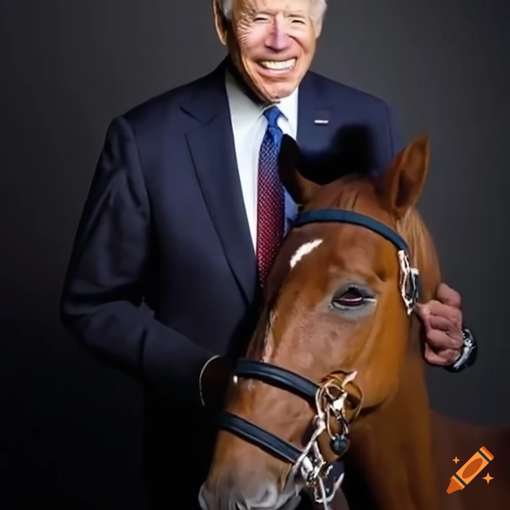 Caricature of president joe biden depicted as a horse on Craiyon