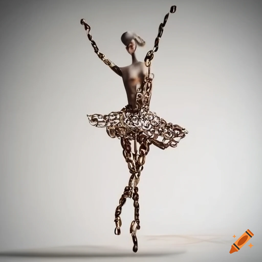 Sculpture of a ballerina made of chains on Craiyon