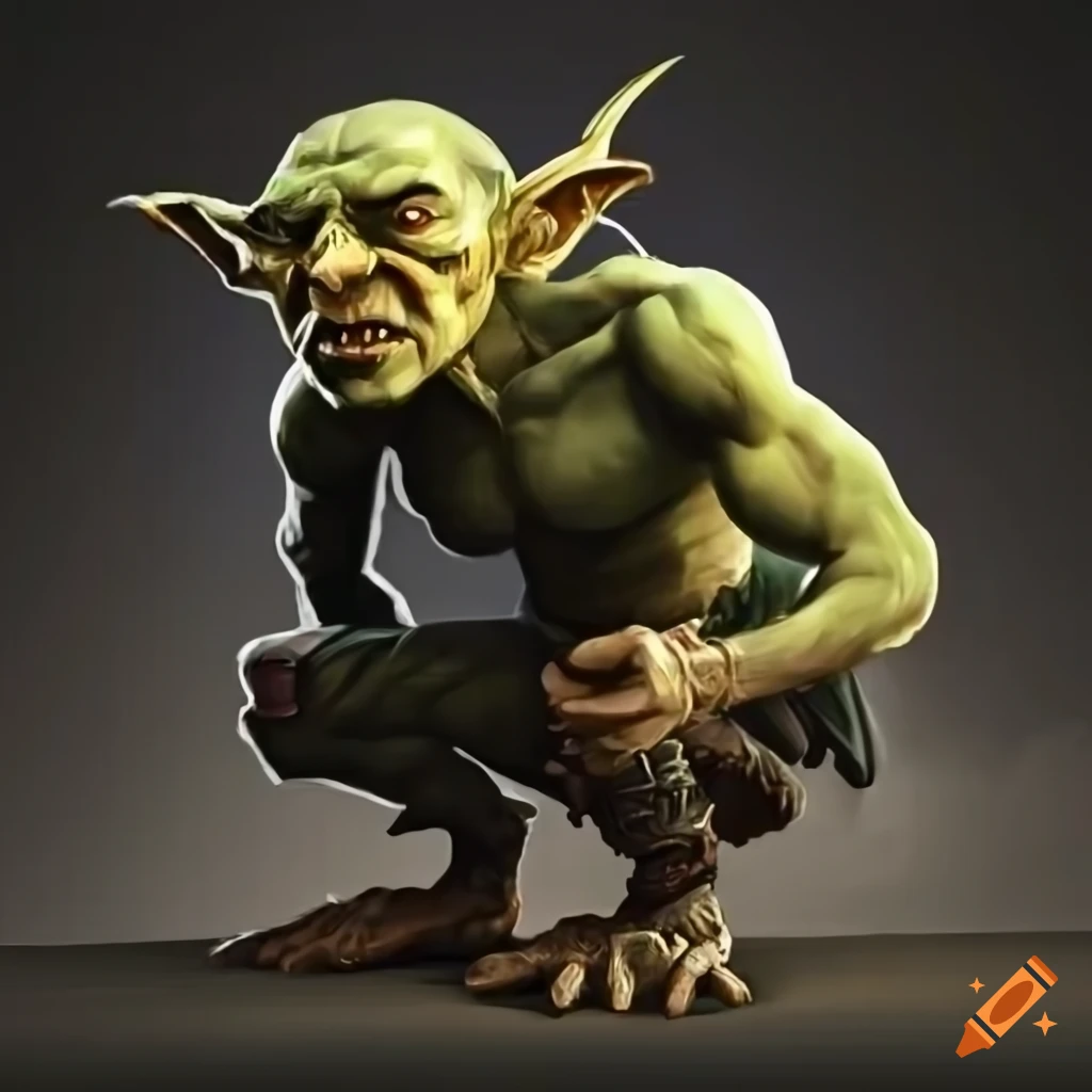 Crouching goblin creature on Craiyon